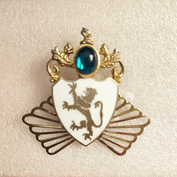 Upcycled | Jewelry | Lion Crest Shield Brooch | Poshmark
